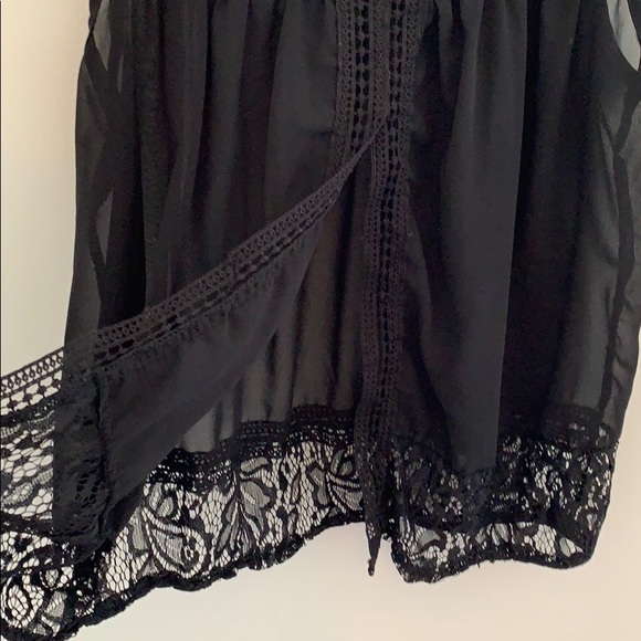 yishangyi | Tops | Yishangyi Black Lace Top Flyaway Back | Poshmark